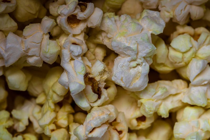 Macro Selective Focus on Popcorn with Butter. Popcorn Background Stock ...