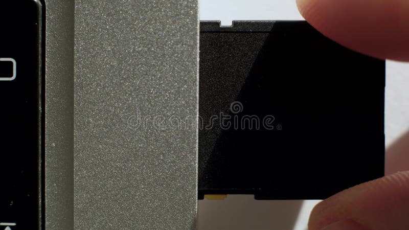 Inserts the SD Card into the Laptop Stock Video - Video of docking ...