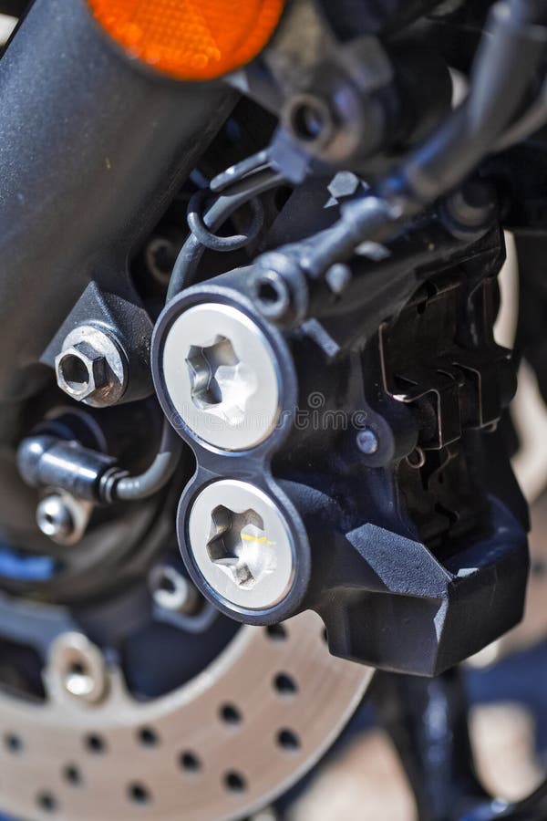 Macro Shoot of Modern Motorcycle Front Brake System Pistons Stock Image ...