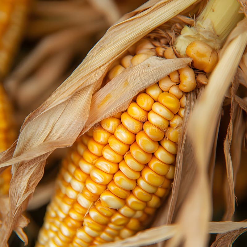 Macro Shoot of Yellow Corn on the Cob. Farmers Products Concept. Stock ...