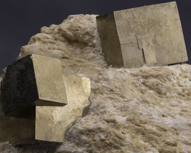 Macro Shooting of Natural Mineral Rock Specimen, Pirite Sample Stock ...