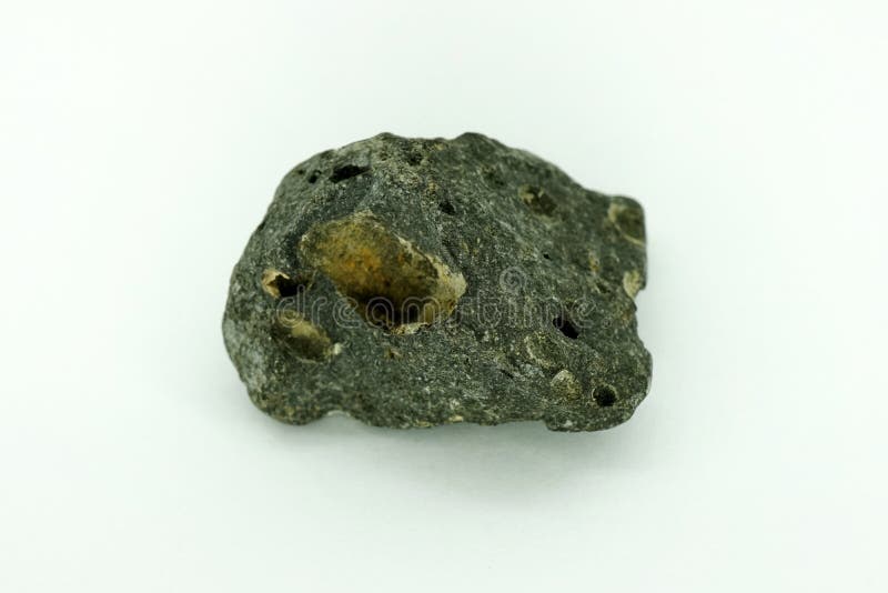 Macro Shooting a Natural Specimen of Basalt Rock Stone on White ...