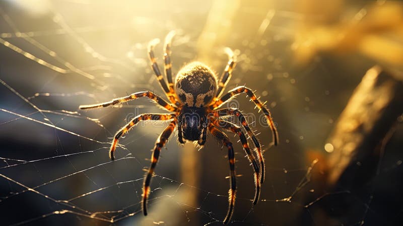 Macro Shooting of a Spider in Its Web Stock Photo - Image of closeup ...