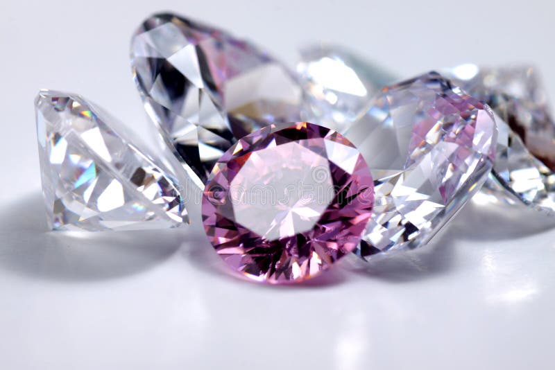 Macro Shoots of Pink Color Round Shaped Shiny Diamond Isolated Stock ...