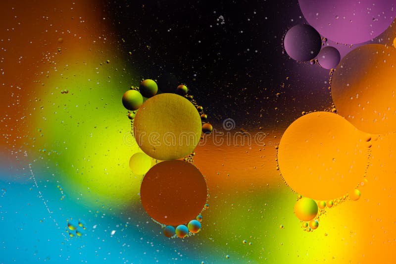 Macro Shot of an Abstract Background of Mixed Water and Oil Bubbles in ...