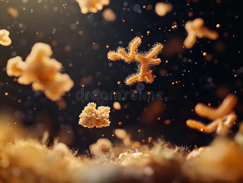 Macro Shot of Airborne Pathogens Floating in a Dark Atmosphere ...