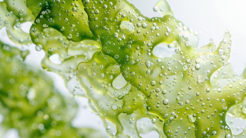 Macro Shot of Algae Texture with Water Droplets on White Background ...