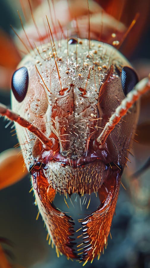 Macro Shot of an Ant S Face with Mandibles and Detailed Textures Stock ...