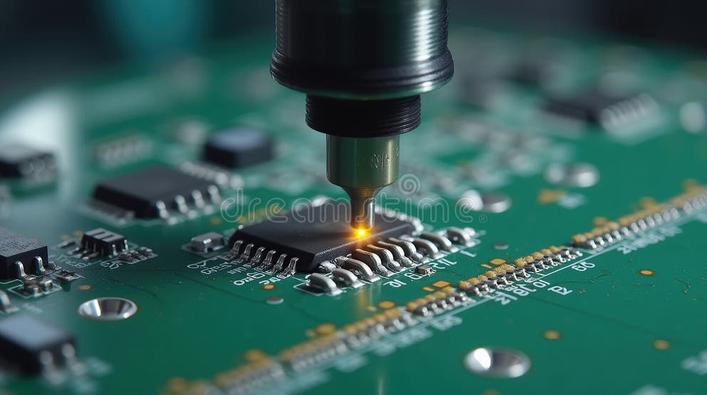 Close-up of Automatic Machine Installing Components on a Circuit Board Stock Illustration ...