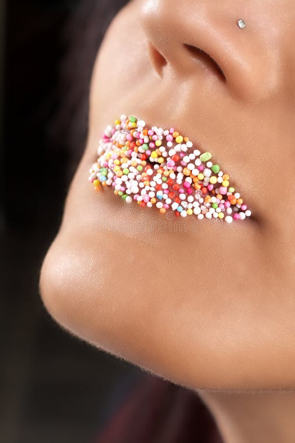 Macro Shot of Beautiful Full Lips Stock Image - Image of cosmetics ...