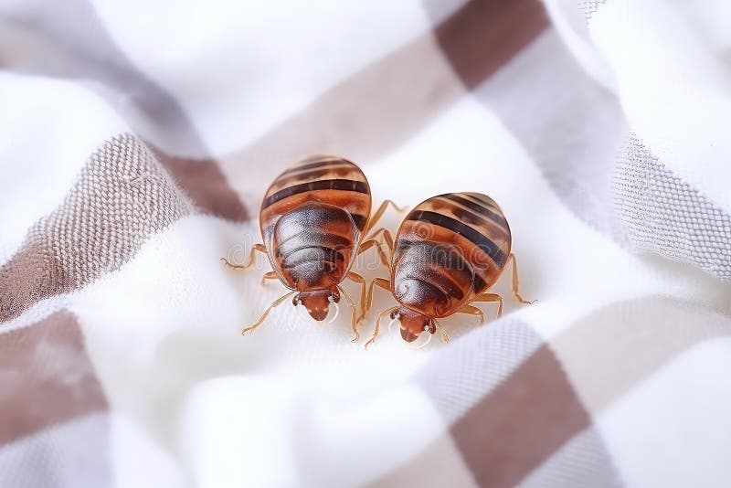 Macro Shot of Bed Bugs on White Cloth Stock Illustration - Illustration ...