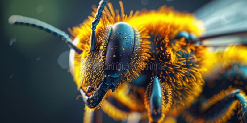 Macro Shot of a Bee. Generative Ai Stock Illustration - Illustration of ...