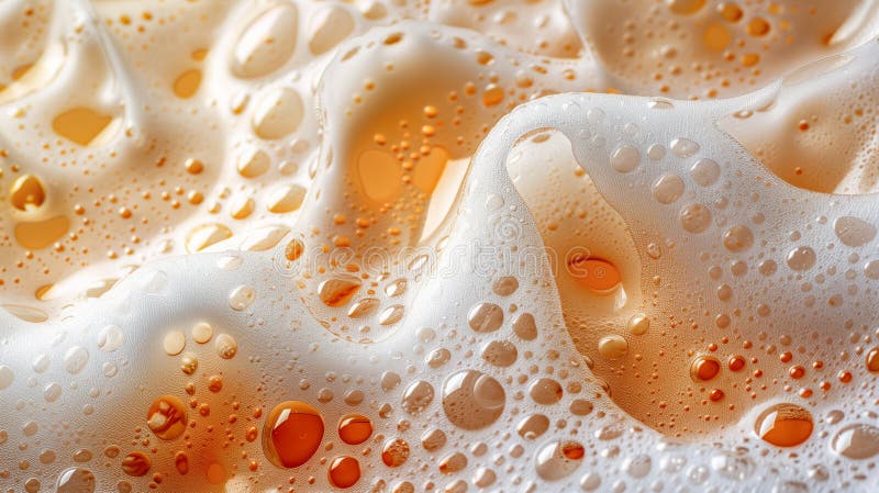 Macro Shot of Beer Foam Texture, Highlighting Intricate Bubbles and ...