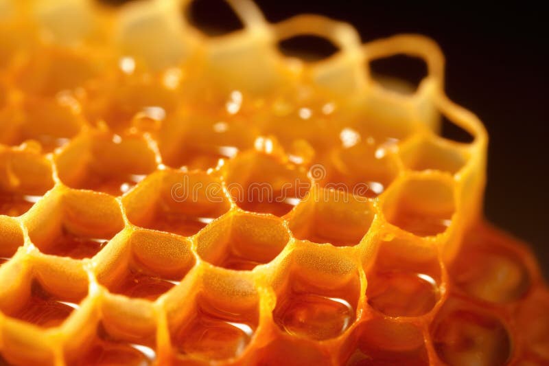 Macro Shot of Beeswax Cap Sealing Honey in a Honeycomb Cell Stock Photo ...