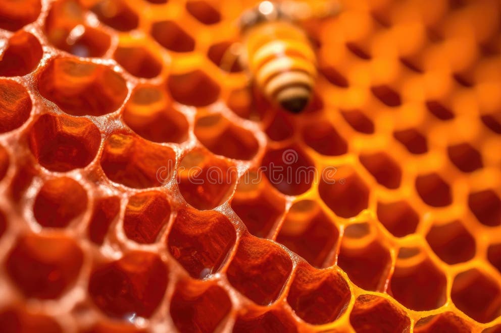 Macro Shot of Beeswax Structure in Beehive Stock Illustration ...