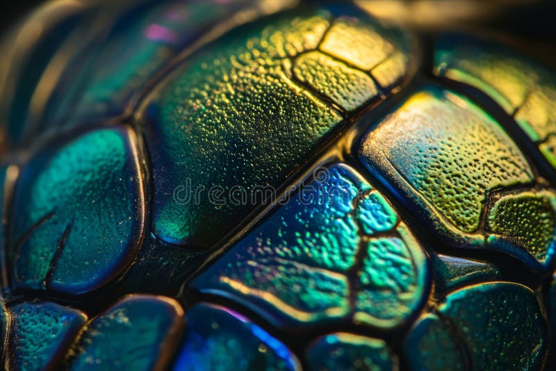 Macro Shot of Beetle Shell Texture, Iridescent Green and Blue ...