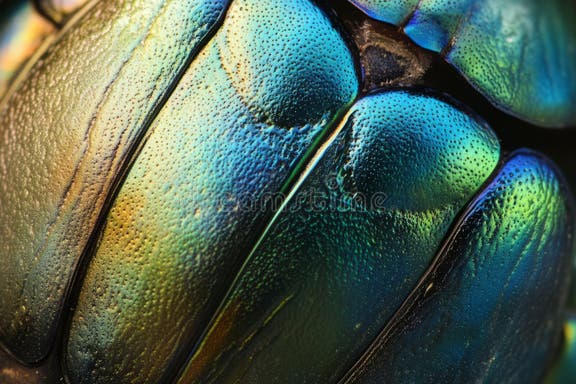Macro Shot of Beetle Shell Texture, Iridescent Green and Blue ...