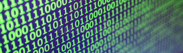 Macro Shot of Binary Code on the Monitor of an Office Computer. the ...