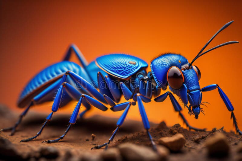 Macro Shot of a Blue Ant on the Ground. Generative Ai Stock ...