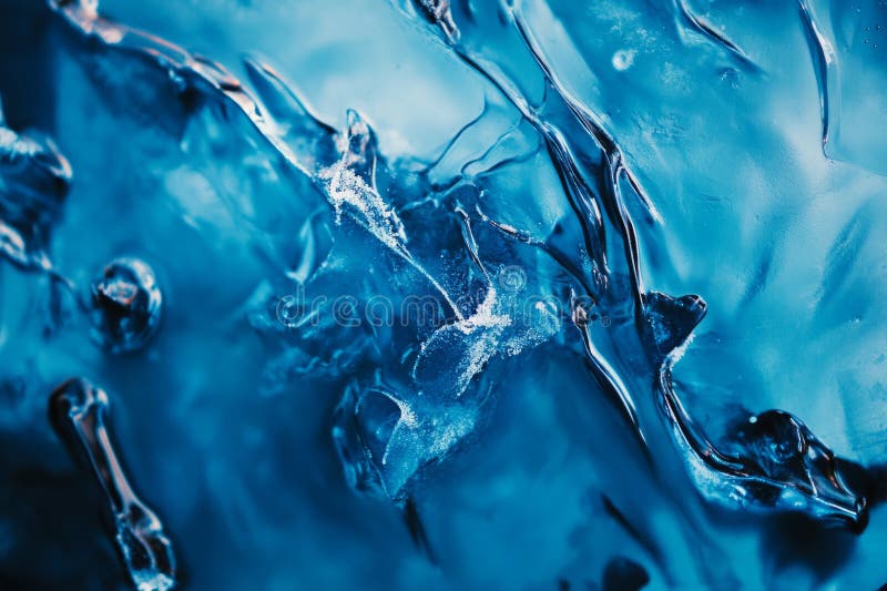 Macro Shot of Blue Frosted Glass Texture, Delicate Ice Patterns Forming ...