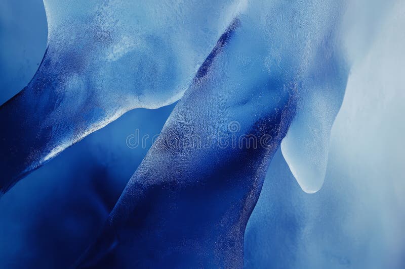 Macro Shot of Blue Frosted Glass Texture, Delicate Ice Patterns Forming ...