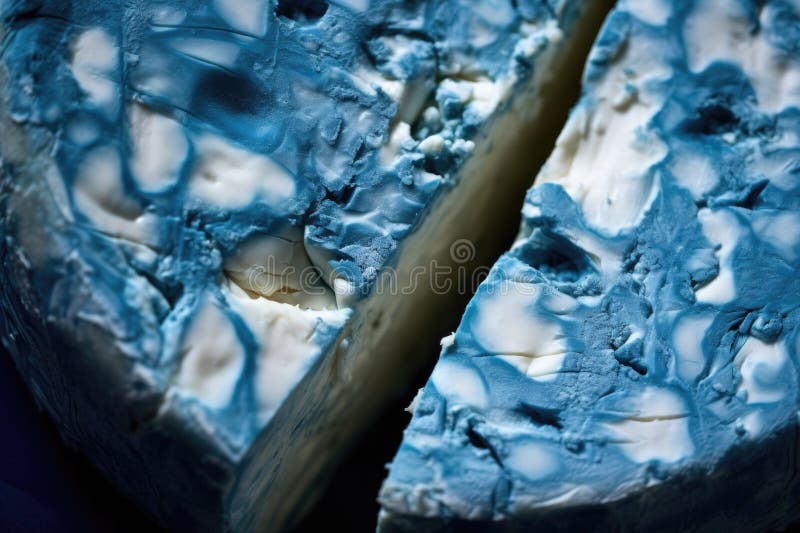 Macro Shot of Blue Mold Veins in a Blue Cheese Wheel Stock Photo ...
