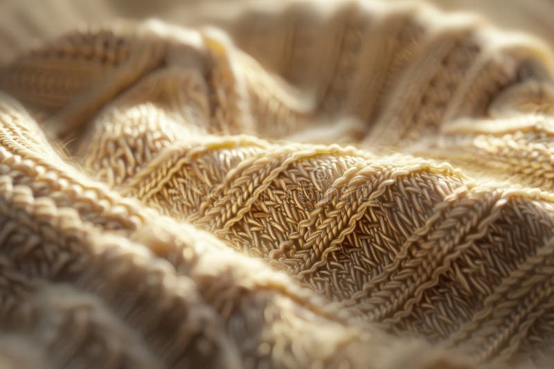 Macro Shot of a Brown Knit Sweater Showcasing Intricate Texture. Stock ...