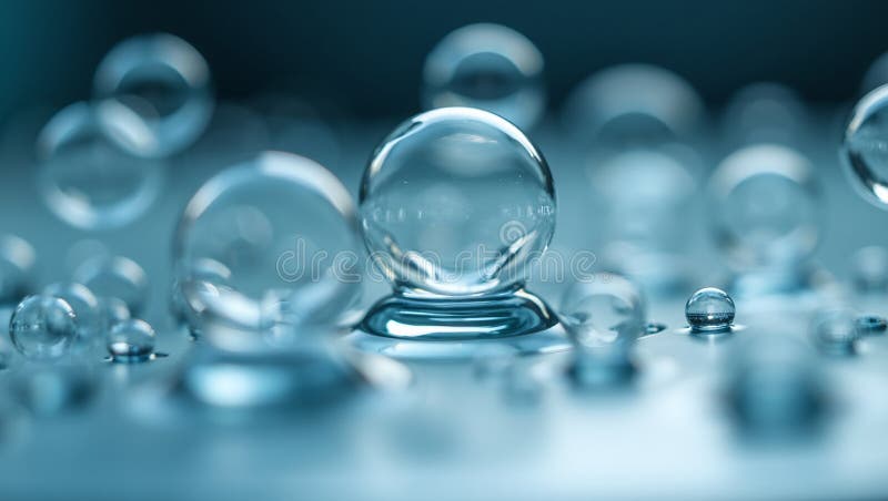 Macro Shot of Bubbles Suspended in Water Smooth Spherical Shapes Rising ...