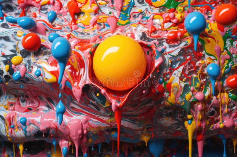 Macro Shot of Bursting Paint-filled Balloons Stock Illustration ...