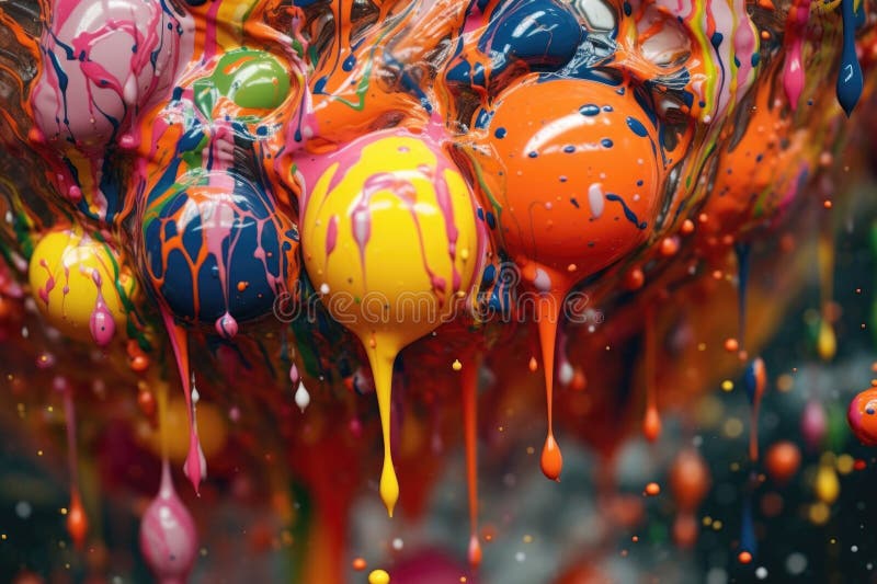 Macro Shot of Bursting Paint-filled Balloons Stock Illustration ...
