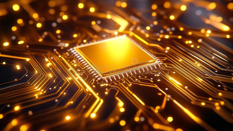 This Macro Shot Captures the Complex Design of a Microchip, Showcasing ...