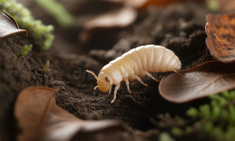 Termite Crawling on Soil Amidst Decaying Leaves Emphasizing Nature S ...
