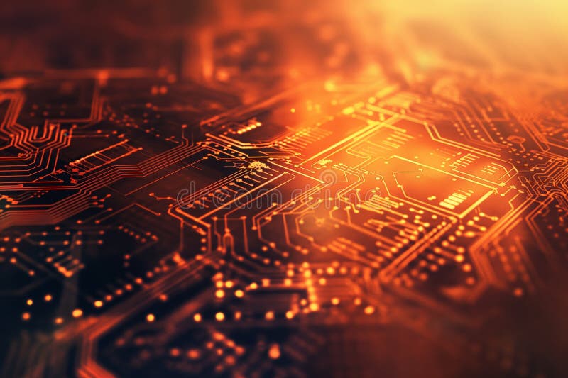 Warm Light on Complex Circuitry Details Stock Image - Image of lighting ...