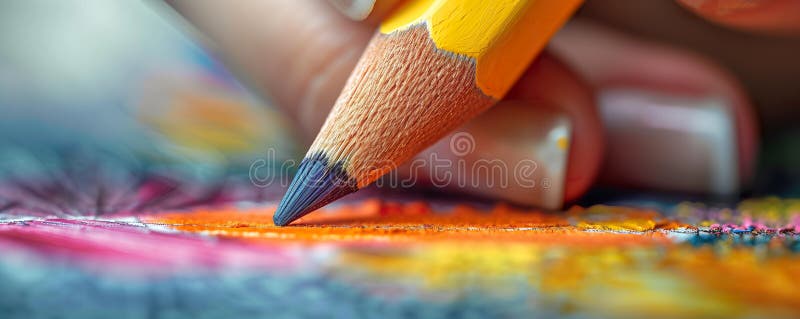 A Macro Shot Capturing the Dynamic Moment of a Colored Pencil Touching ...