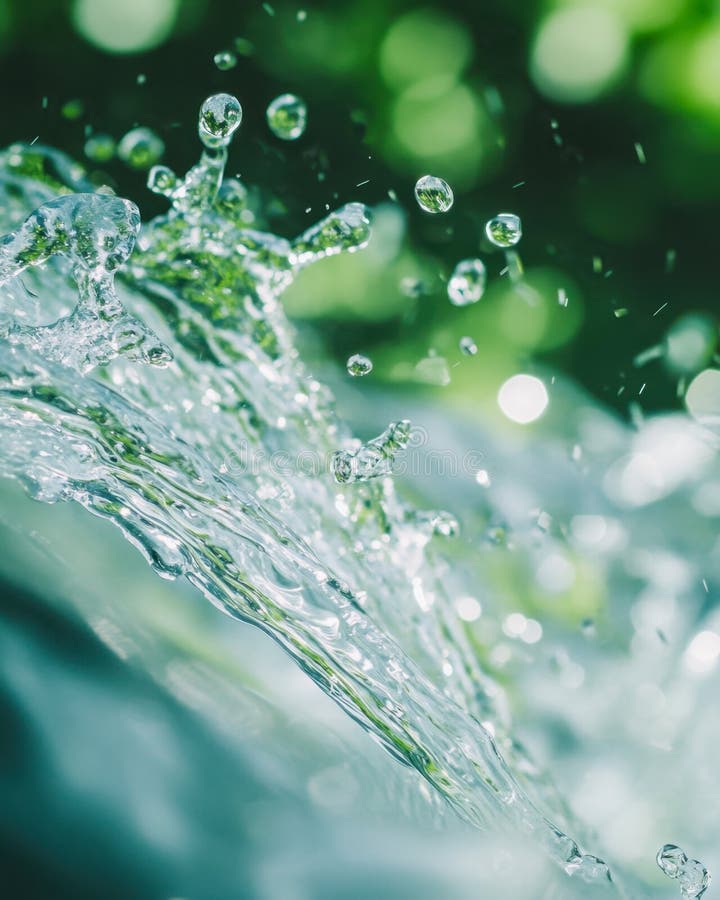 Macro Shot Capturing Water Stream Entering Glass with Splash Details in ...