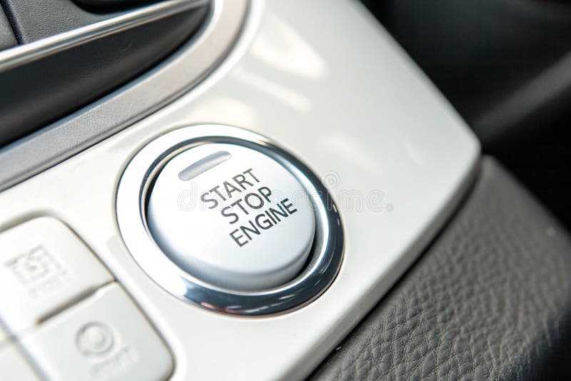 Macro Shot of Car Engine Start-Stop Button â€ Modern Vehicle Control ...
