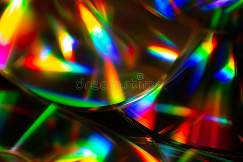 Macro Shot of CDs with Colorful Reflections, Abstract Background Image ...