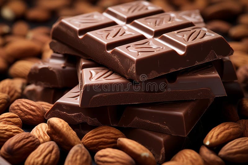 Macro Shot of Chocolate Bar with Assorted Nuts, Delicious Confectionery ...