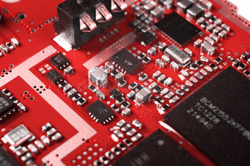Macro Shot of Circuit Board with Resistors Microchips and Electronic ...