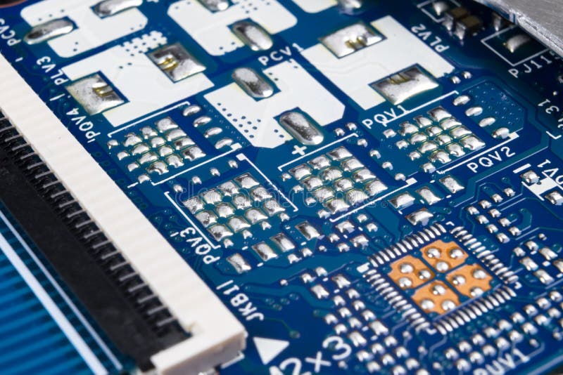 Macro Shot of Circuit Board with Resistors Microchips and Electronic ...