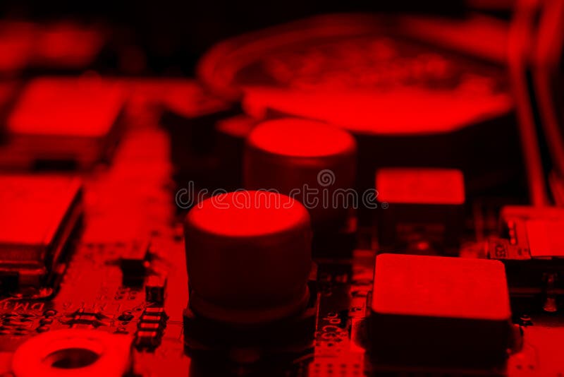 Macro Shot of Circuit Board with Resistors Microchips and Electronic ...