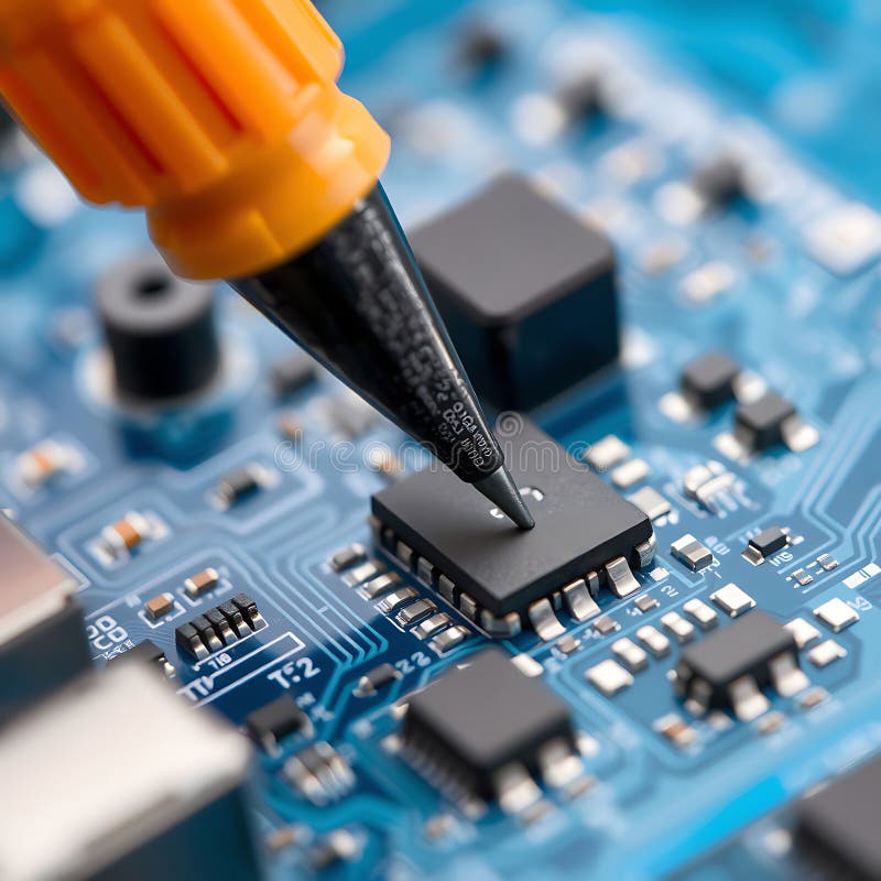 A Macro Shot of a Circuit Testerâ€™s Probes Touching a Circuit Board ...