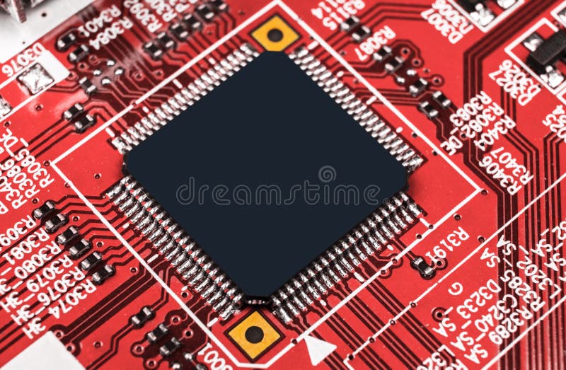 Macro Shot of a Circuitboard with Resistors Microchips and Electronic ...