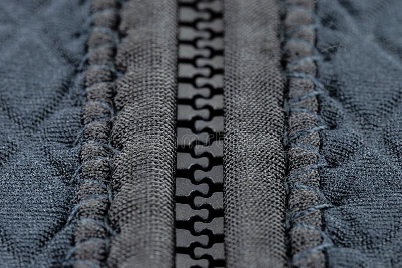 A Macro Shot of a Closed, Plastic Zipper in a Modern Blue Garment ...