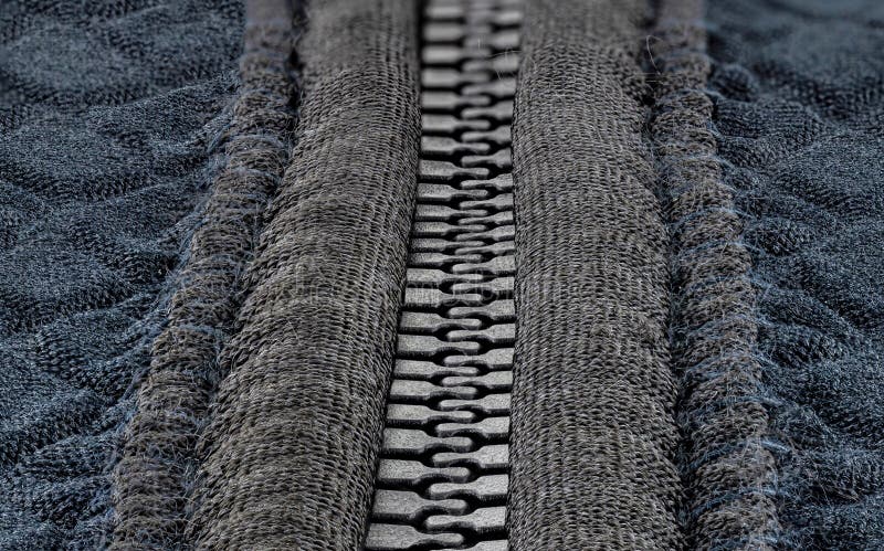 A Macro Shot of a Closed, Plastic Zipper in a Modern Blue Garment ...