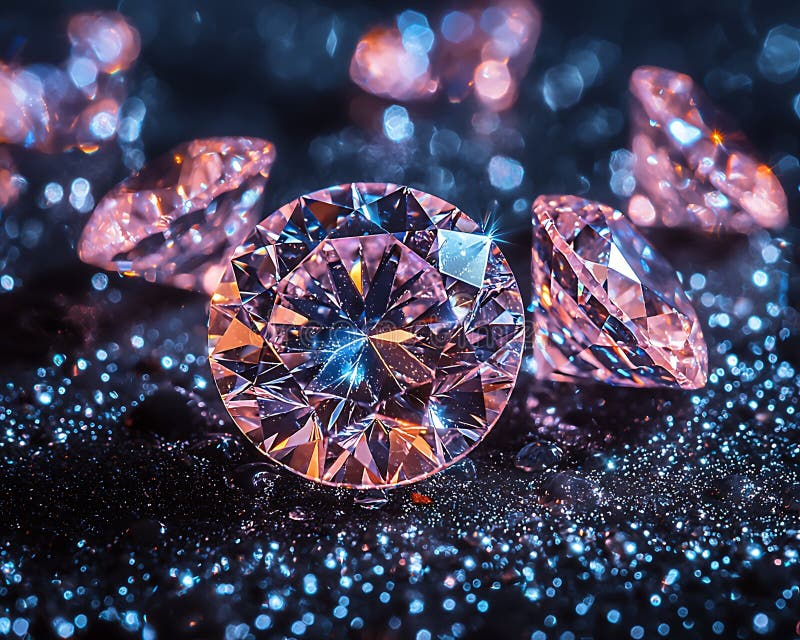 Sparkling Diamonds Macro, Radiant Glow. Stock Illustration ...