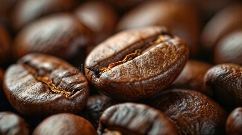 Macro Shot of Coffee Beans with Cinematic Lighting. Macro Shot Stock ...