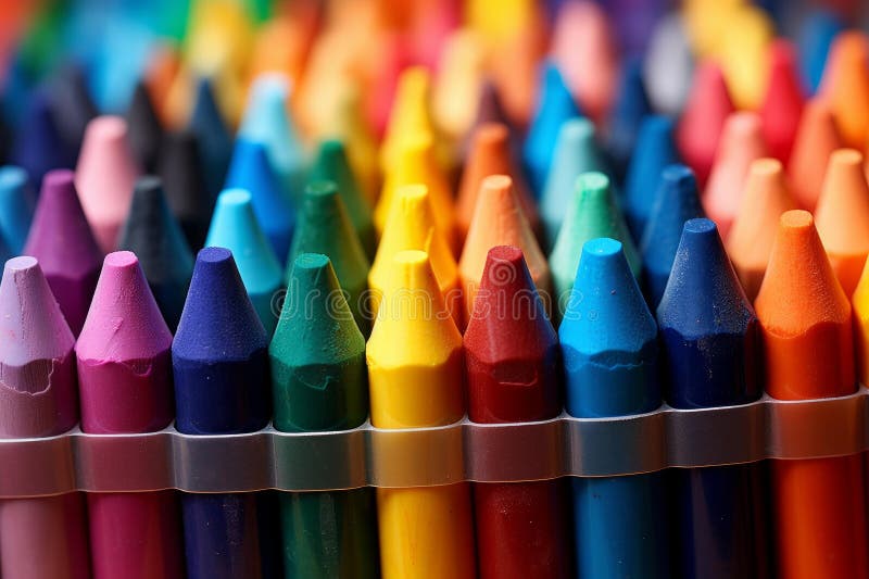 Vibrant Array of Wax Crayons Close-up Stock Photo - Image of ...