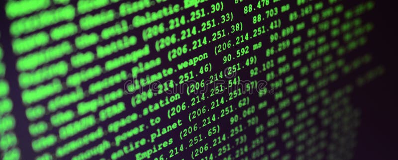 Macro Shot of the Command Line on the Monitor of the Office Computer ...