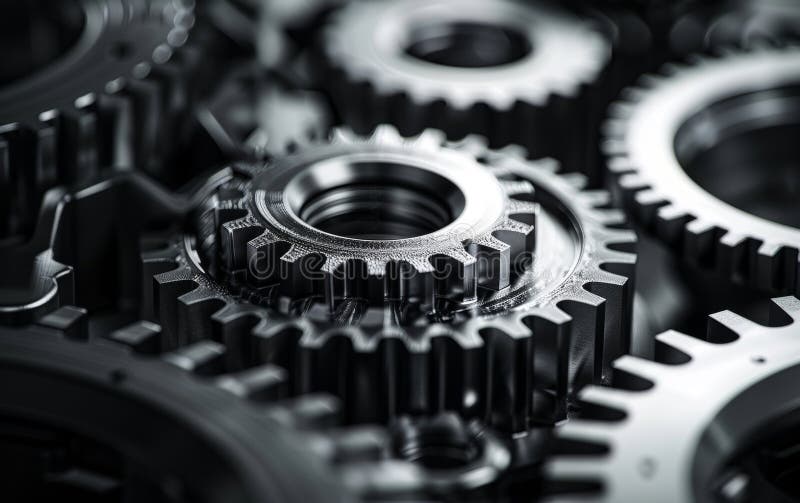 A Macro Shot of a Complex Gear System, with Various Interlocking Cogs ...